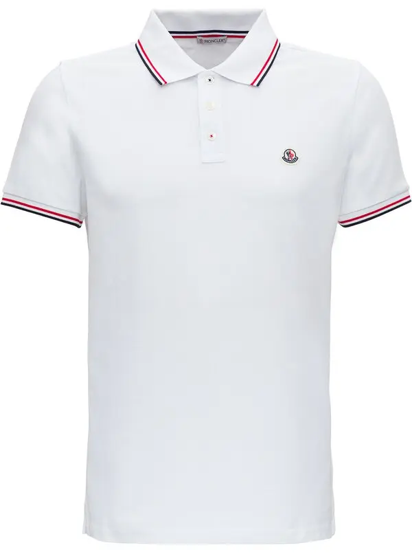 Moncler Polo Shirt With Classic Collar And Logo Embroidery On The Front In Cotton