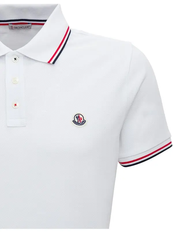 Moncler Polo Shirt With Classic Collar And Logo Embroidery On The Front In Cotton