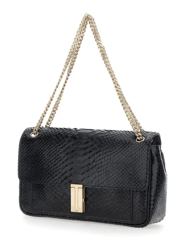 TOM FORD Semi Shiny Printed Python B/c Chainshoulder Bag