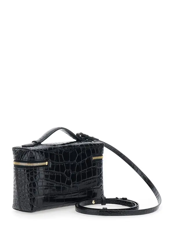 Victoria Beckham Patent Leather Croc Effect Crossbody Bag