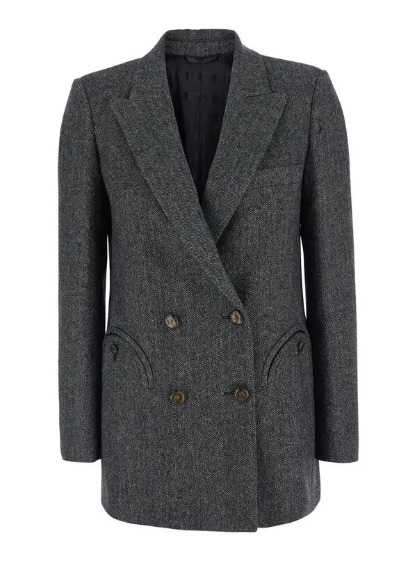 BLAZÉ MILANO J Line Double-breasted Wool Blend Jacket - Multicolor