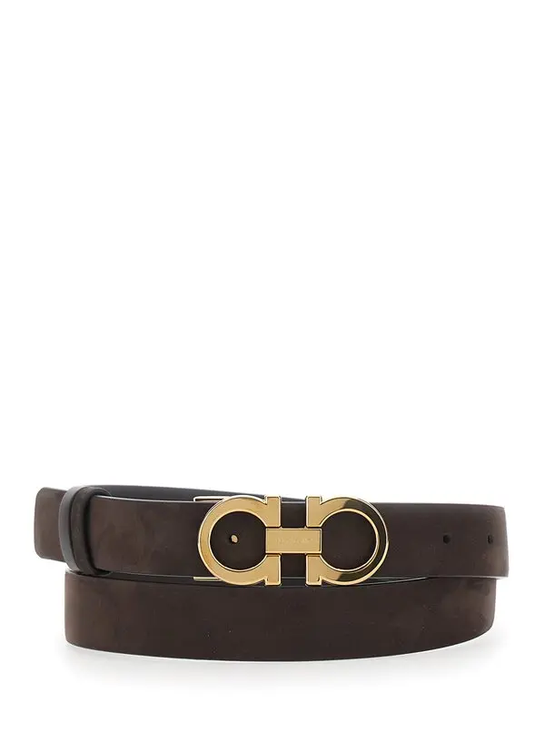 FERRAGAMO Gancio Mediterraneo Suede Belt