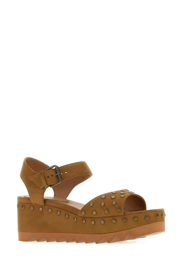 Stella McCartney Suede Elyse Sandals - Brown