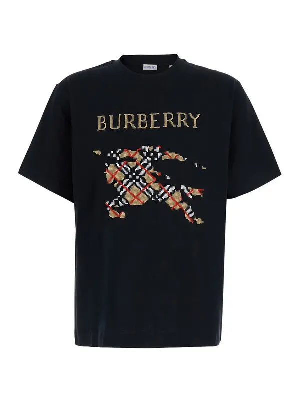 Burberry Ryan' Black T-shirt With Printed Logo On The Front In Cotton