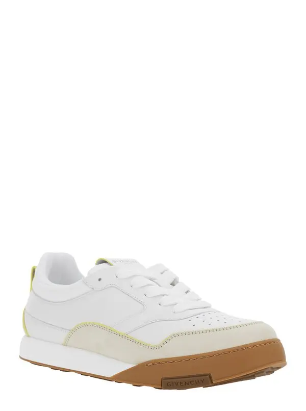 Givenchy White Low Top Sneaker With Logo Lettering On The Back And Logo Patch On The Tongue In Leather For