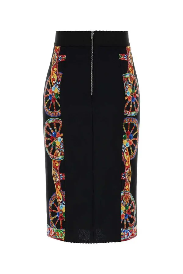 Dolce & Gabbana Printed Charmeuse Skirt