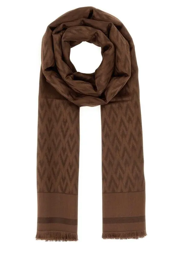 Valentino Garavani Silk Blend Toute La V Scarf - Brown