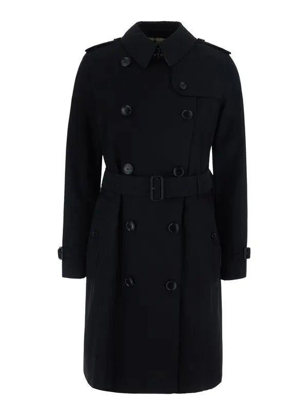 Burberry Kensington Short Double-breasted Trench Coat With Belt - Multicolor