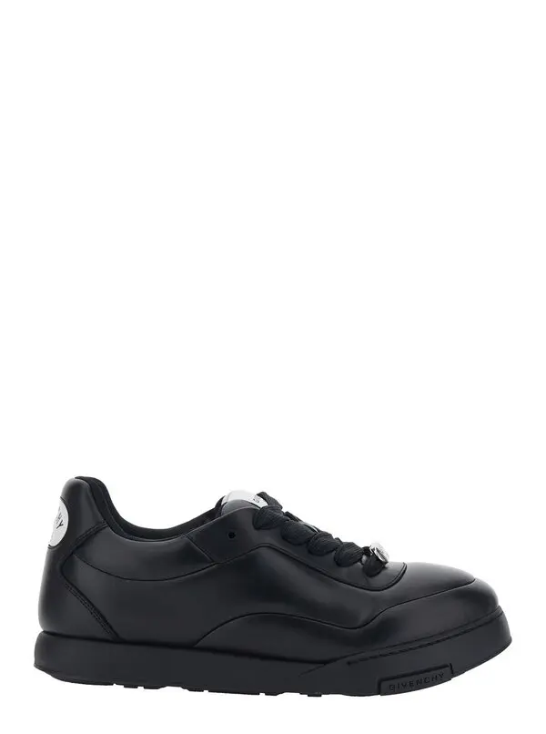 Givenchy Black Leather Low Top Sneakers With Logo Detail