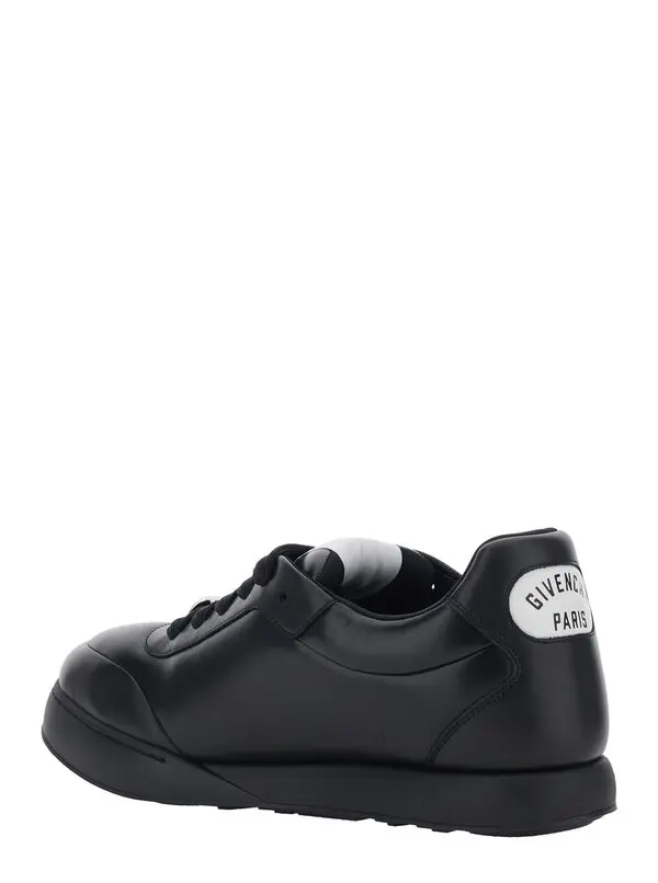 Givenchy Black Leather Low Top Sneakers With Logo Detail
