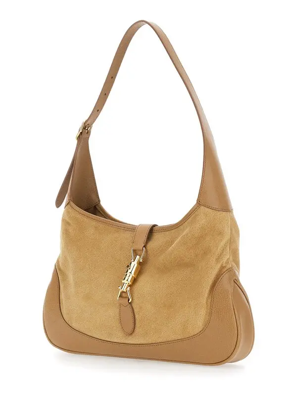 Gucci Jackie 1961 Suede And Leather Shoulder Bag - Cream