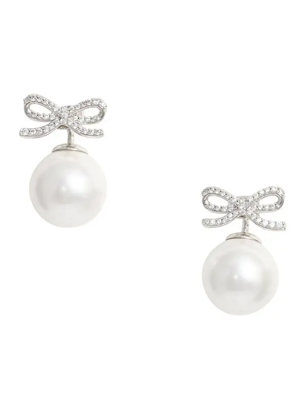 SELF-PORTRAIT Bow And Pearl Drop Earrings - Multicolor