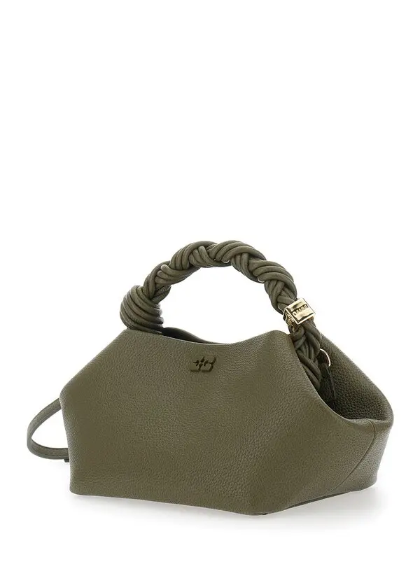GANNI Bou Small Grained Leather Handbag With Woven Handle - Multicolor