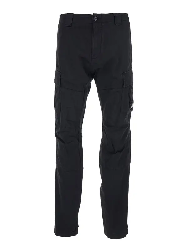 C.P. COMPANY Cargo Pants With Logo Plate - Black