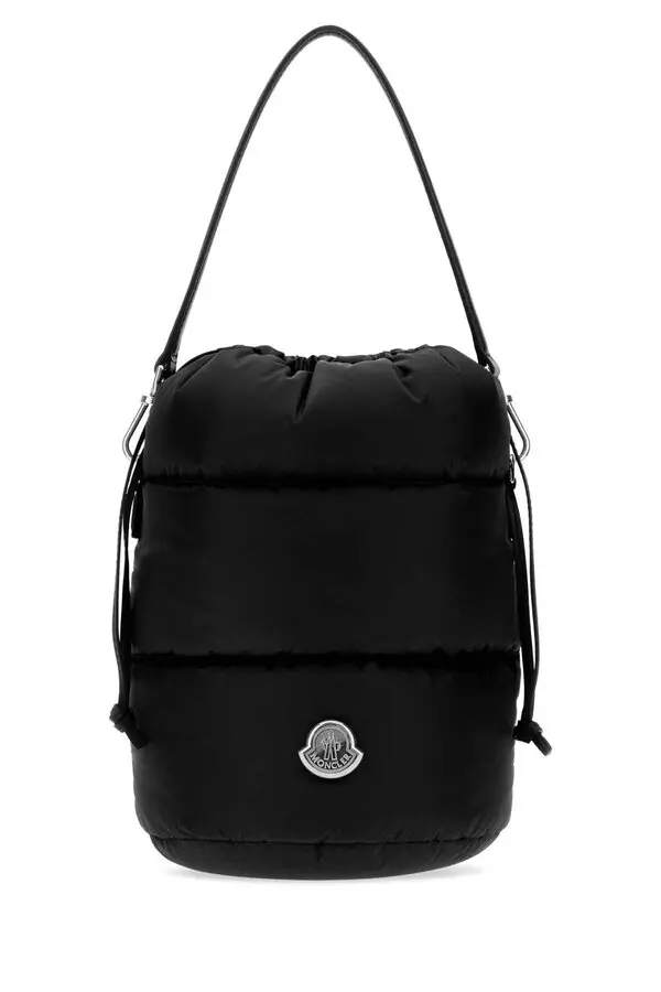 Moncler Padded Nylon Bucket Bag With Drawstring - Black