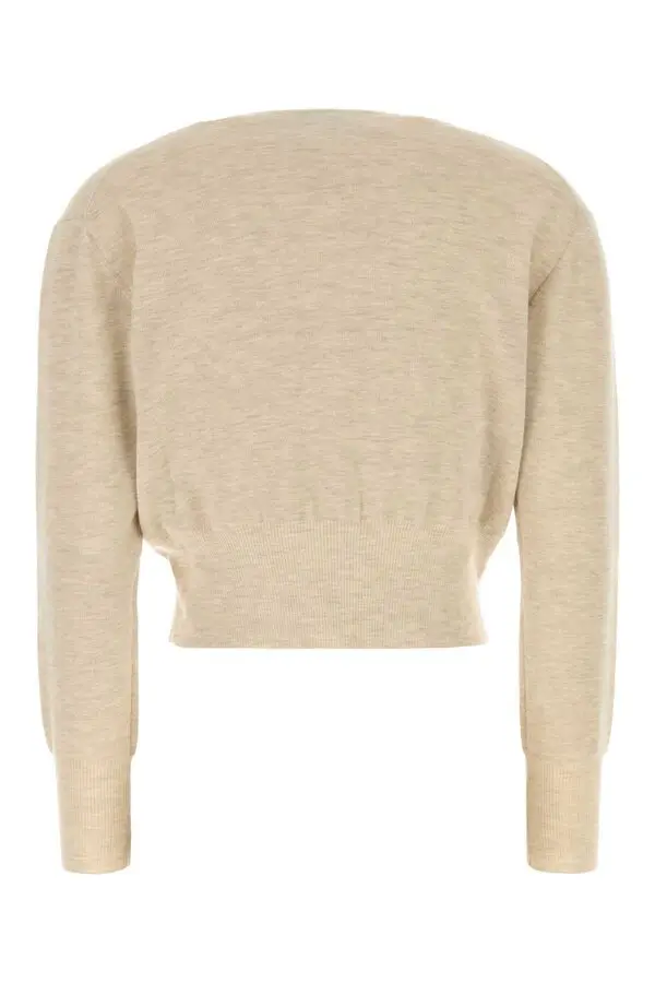 Miu Miu Melange Sand Cashmere Blend Cardigan - Brown