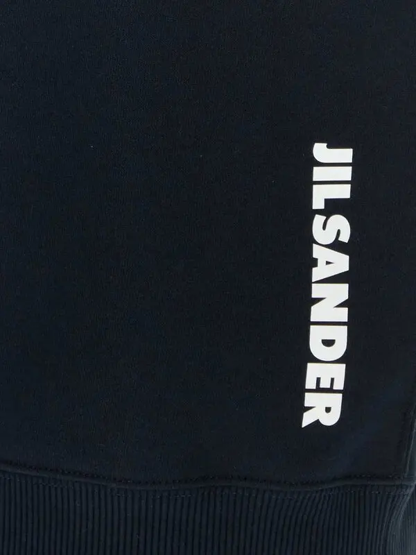 JIL SANDER Cotton Sweatshirt With Drawstring Hood And Logo Detail - Black