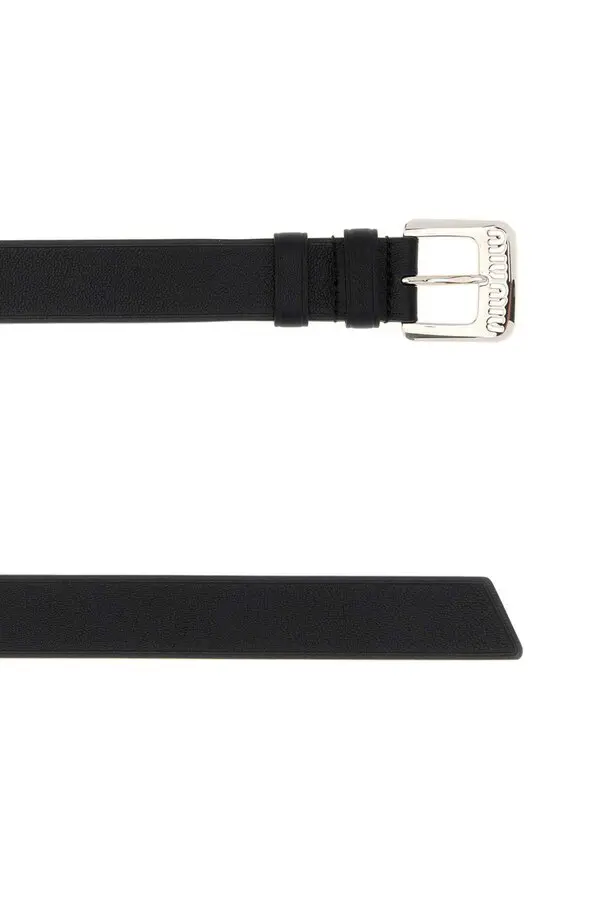 Miu Miu Leather Belt With Silver Metal Finishing
