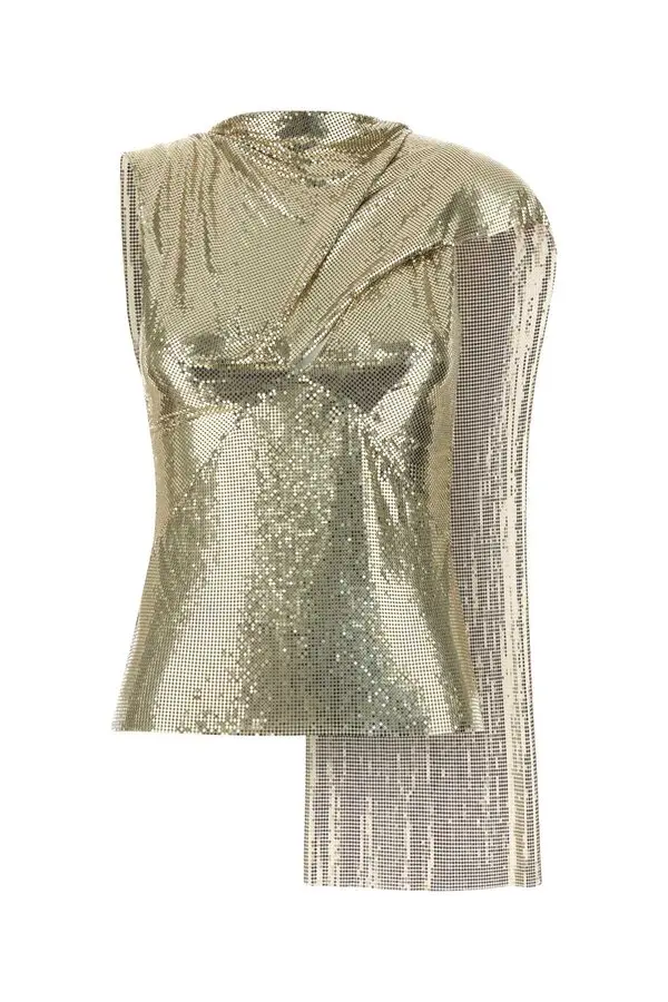 Rabanne Metal Knit Top - Gold