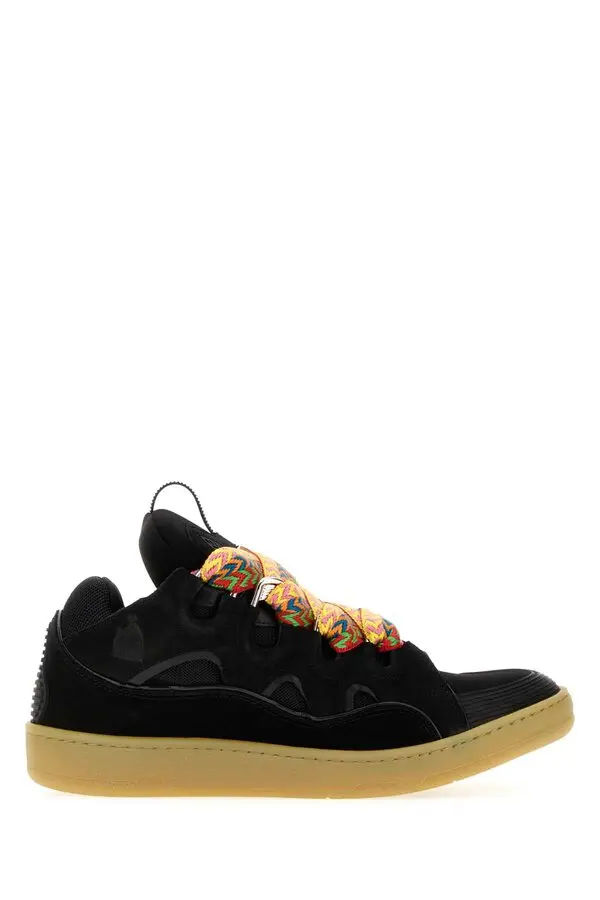 LANVIN Leather And Fabric Curb Sneakers - Black