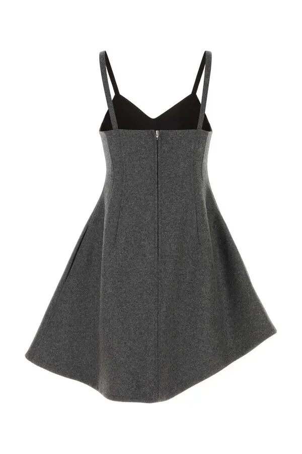 JIL SANDER Dark Grey Wool Mini Dress With Cut-out Detail