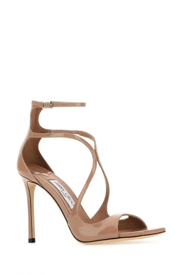 JIMMY CHOO Antiqued Leather Azia 95 Sandals - Pink