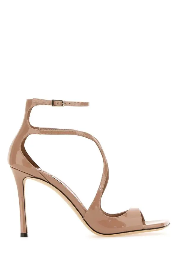 JIMMY CHOO Antiqued Leather Azia 95 Sandals - Pink