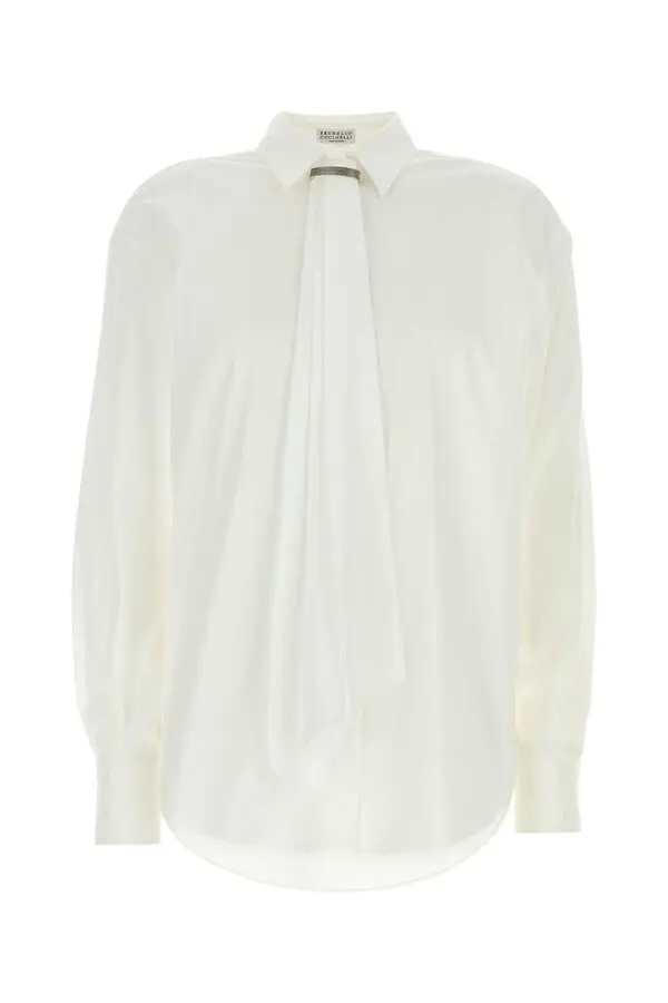 Brunello Cucinelli Stretch Poplin Shirt - White