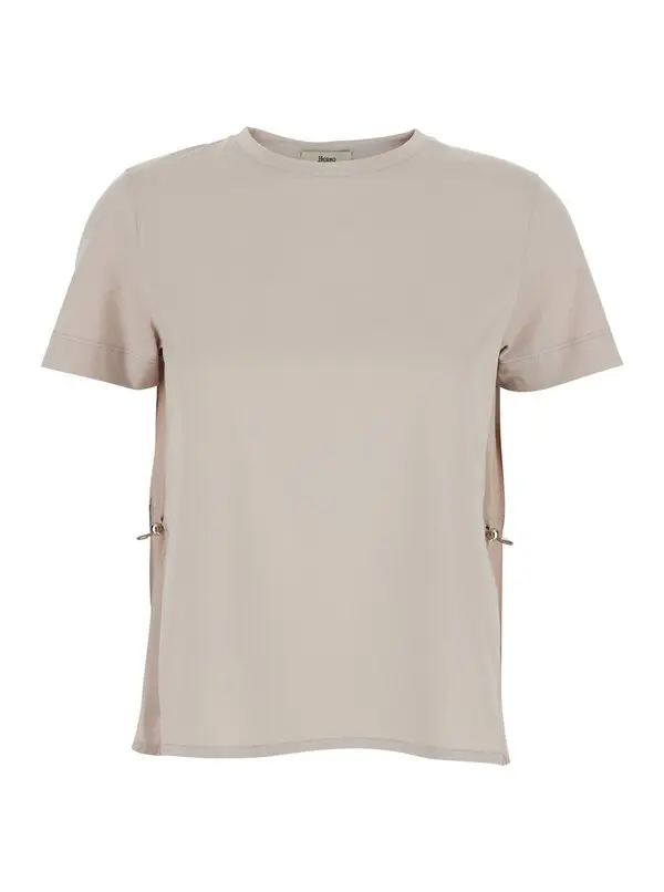 Herno Crew Neck T-shirt With Logo Detail On Sleeve In For - Pink