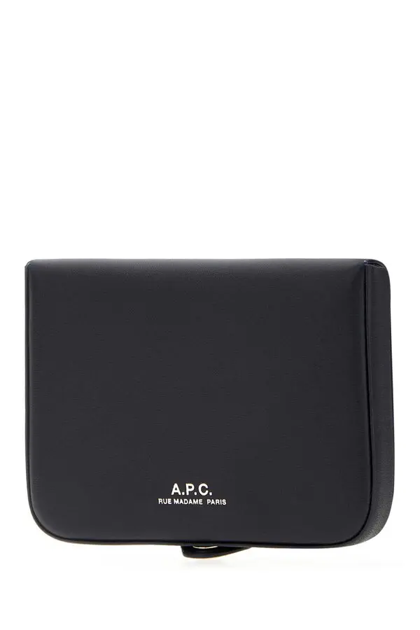 A.p.c. Navy Leather Card Holder - Blue