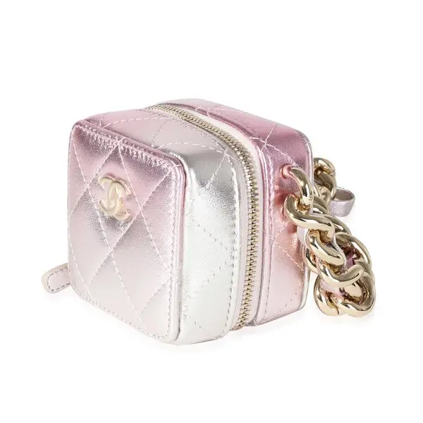 Chanel Lambskin Quilted Coco Punk Clutch With Chain - Metallic