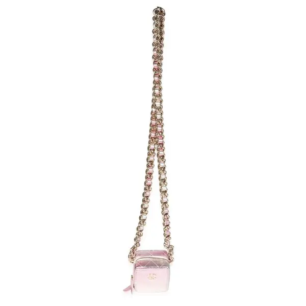 Chanel Lambskin Quilted Coco Punk Clutch With Chain - Metallic