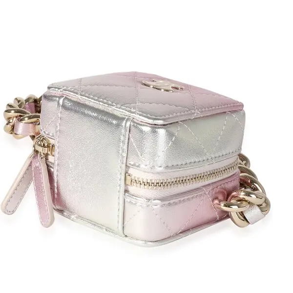Chanel Lambskin Quilted Coco Punk Clutch With Chain - Metallic