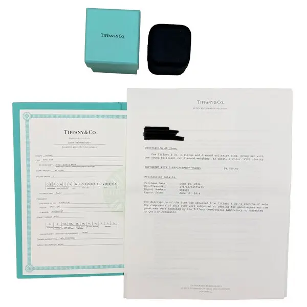 Tiffany & Co. 0.82 Ct Round Brilliant Solitaire Diamond Engagement Ring