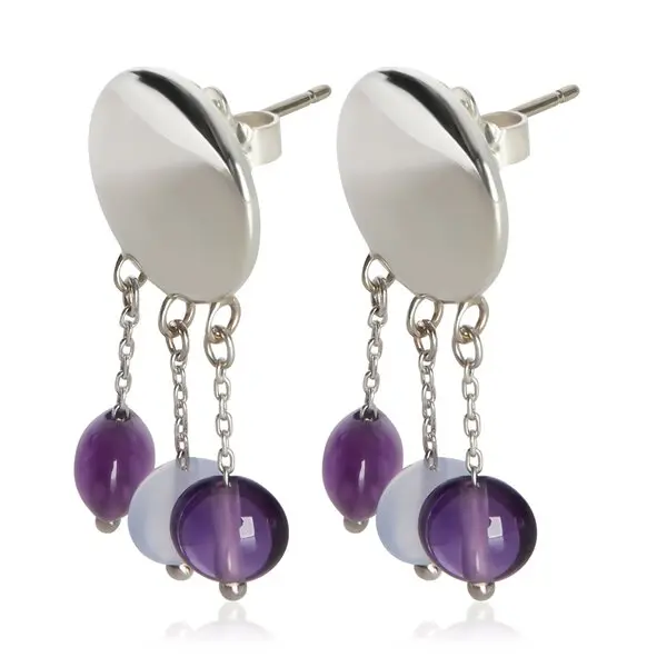 Tiffany & Co. Sterling Silver Amethyst Dangle Earrings