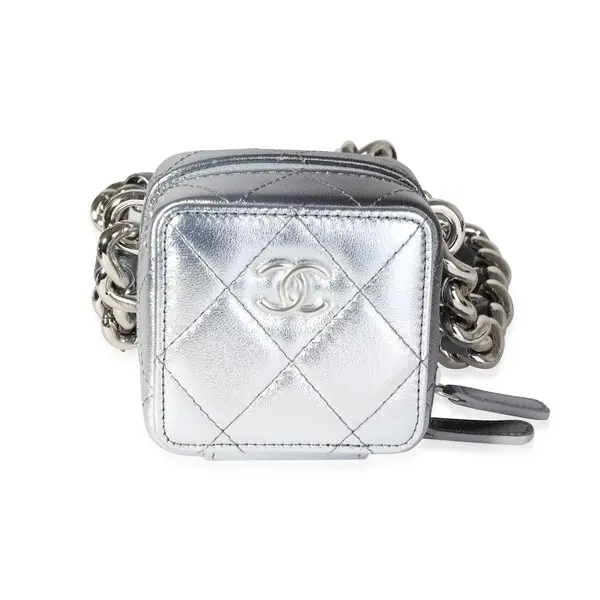 Chanel Lambskin Quilted Coco Punk Clutch With Chain - Metallic