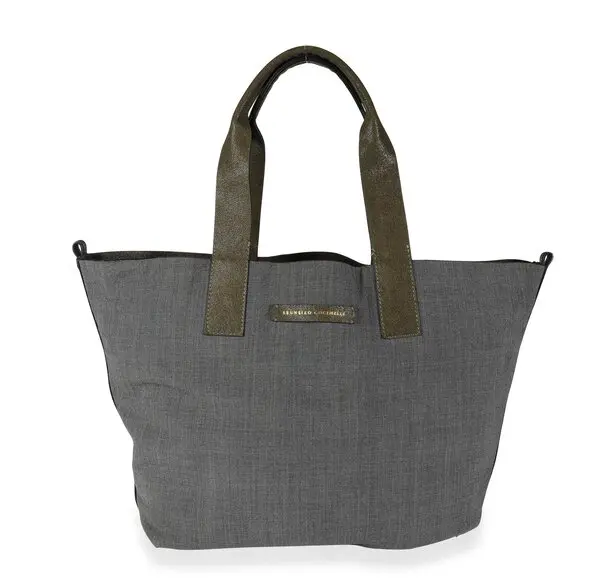 Brunello Cucinelli Reversible Tote In Suede And Wool - Green