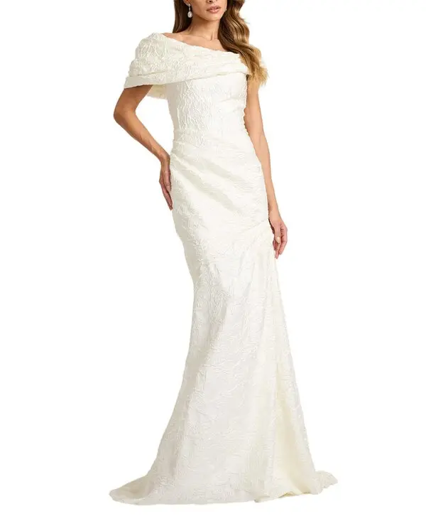 Tadashi Shoji Mita Draped Floral Jacquard Gown