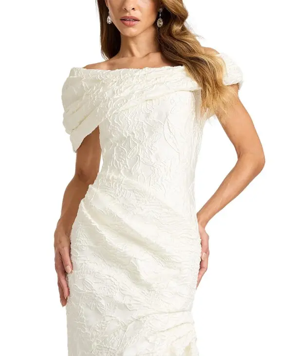 Tadashi Shoji Mita Draped Floral Jacquard Gown