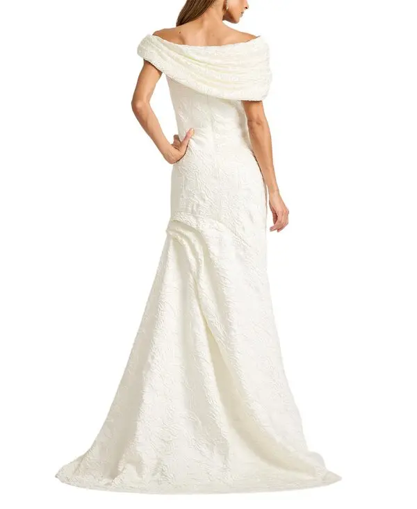 Tadashi Shoji Mita Draped Floral Jacquard Gown
