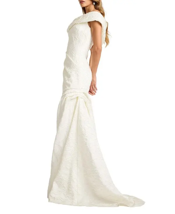 Tadashi Shoji Mita Draped Floral Jacquard Gown