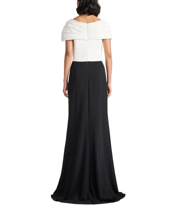 Tadashi Shoji Rafner Twisted Neck Gown - Ivory/black
