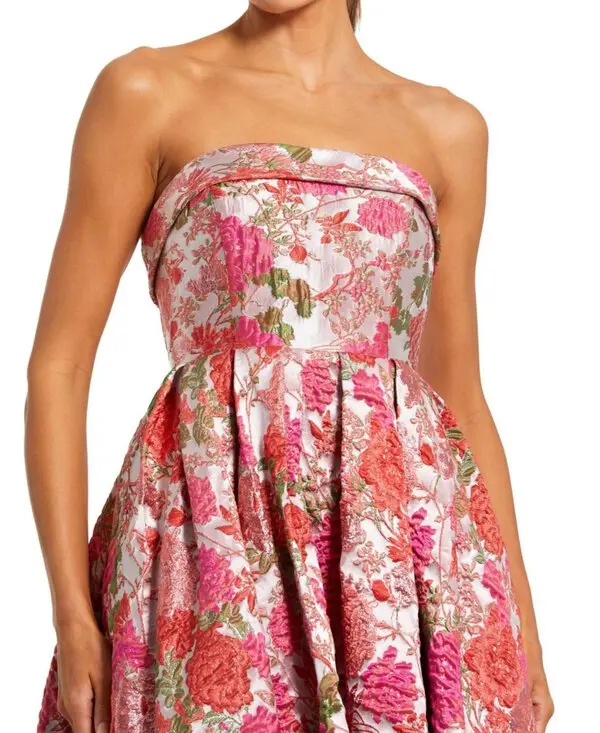 Mac Duggal Floral Brocade A-line Midi Dress