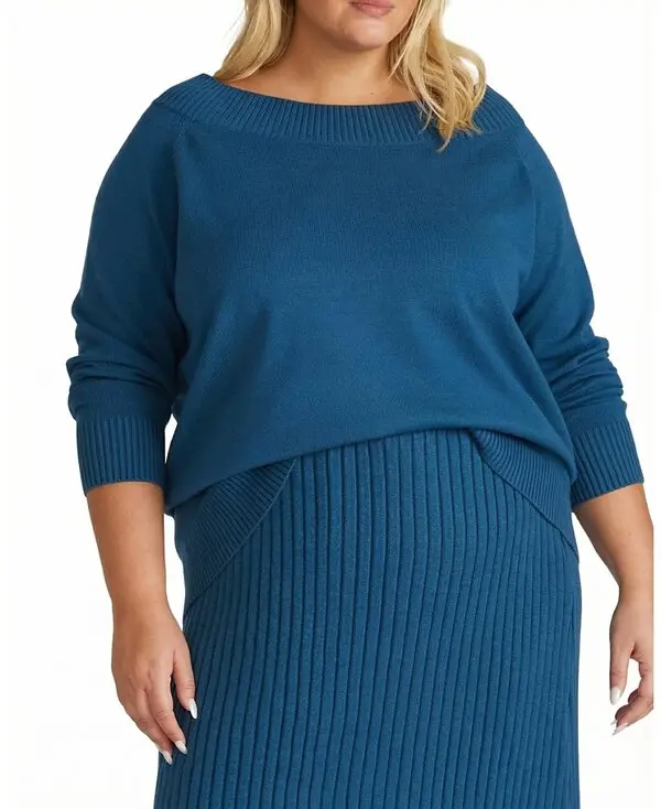 Universal Standard Noomi Cold Shoulder Sweater - Deep Teal
