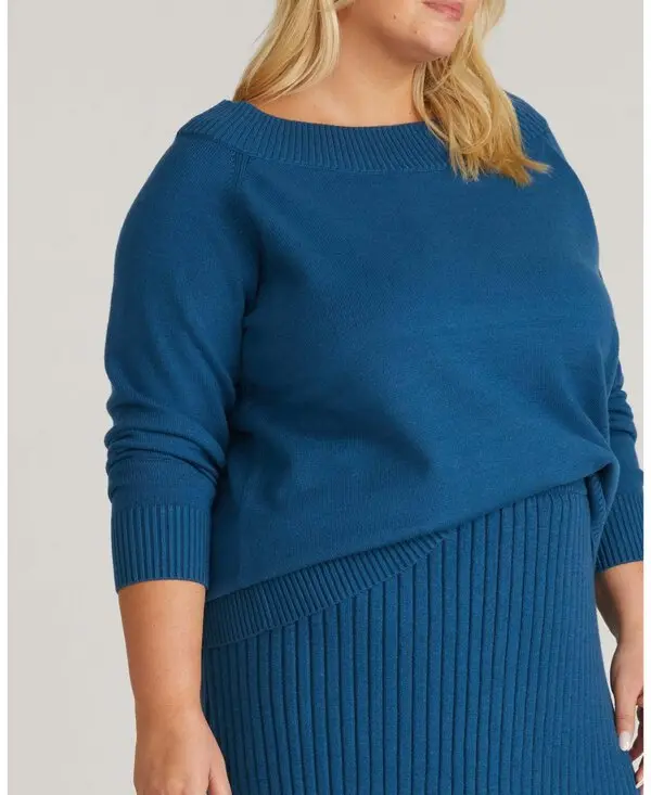 Universal Standard Noomi Cold Shoulder Sweater - Deep Teal