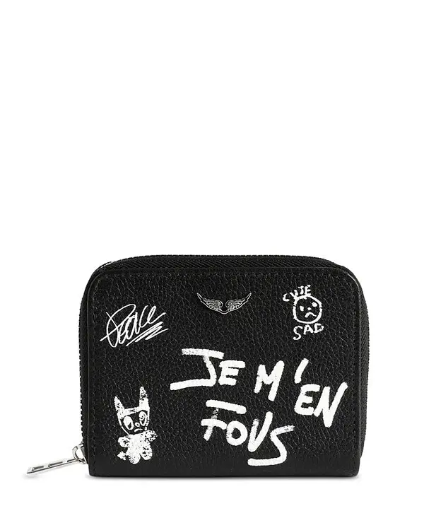 Zadig&Voltaire Arty Tag Mini Grained Leather Coin Purse - Black