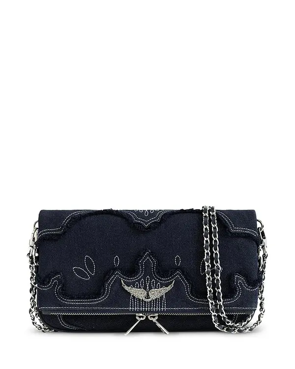 Zadig&Voltaire Rock Denim Clutch With Chain Strap