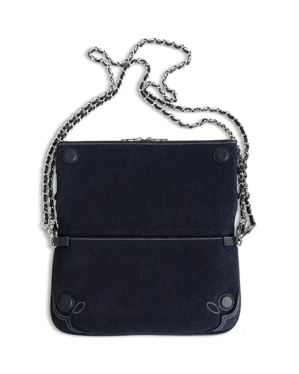 Zadig&Voltaire Rock Denim Clutch With Chain Strap