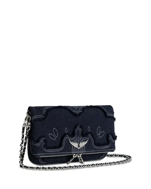 Zadig&Voltaire Rock Denim Clutch With Chain Strap