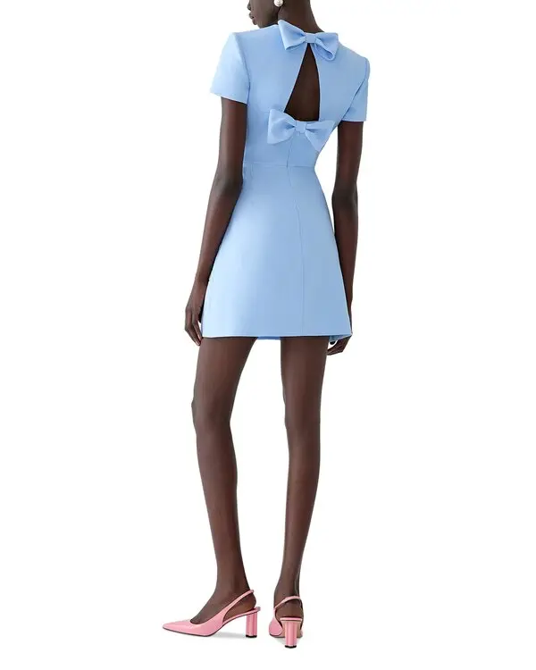 Carolina Herrera Embroidered Back Bow Mini Dress